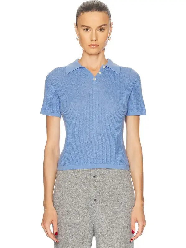 Guest In Residence Shrunken Polo Top - French Blue