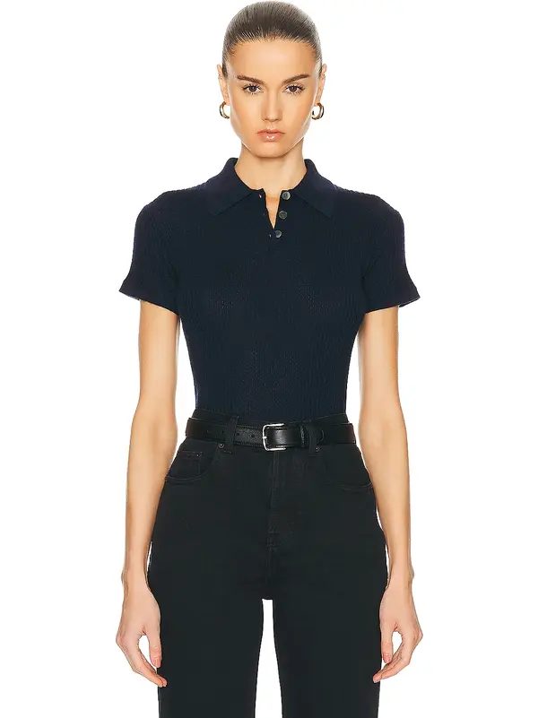 Guest In Residence Shrunken Polo Top - Midnight