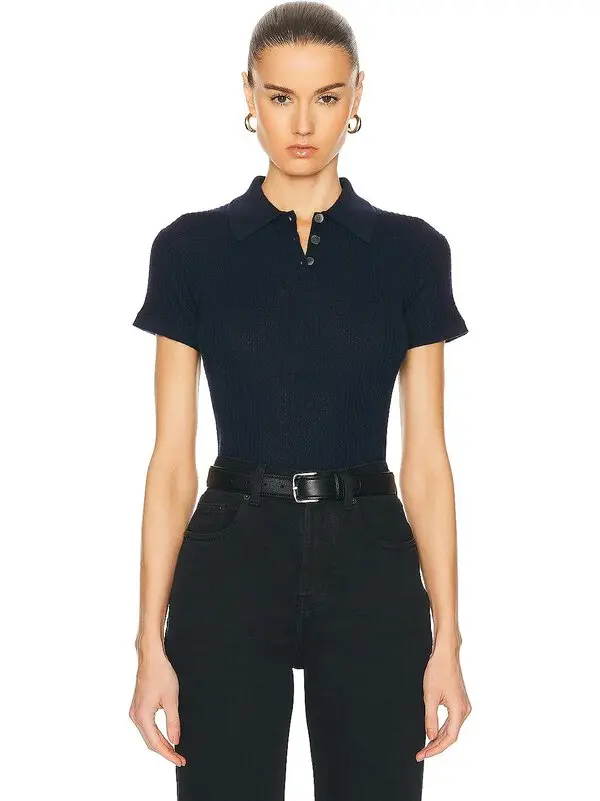 Guest In Residence Shrunken Polo Top - Midnight