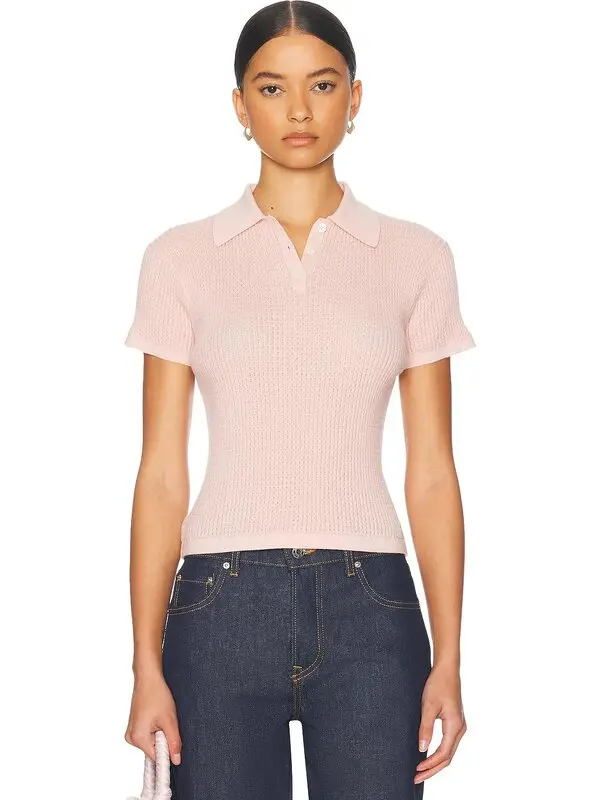 Guest In Residence Shrunken Polo Top - Powder Pink