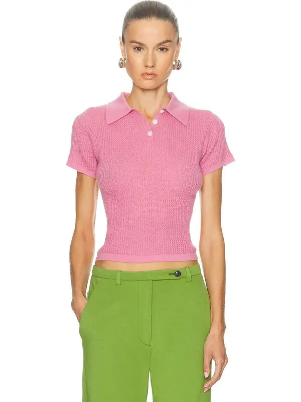 Guest In Residence Shrunken Polo Top - Rose