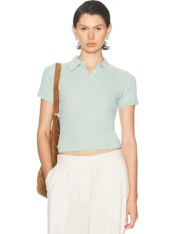 Guest In Residence Shrunken Polo Top - Seaglass