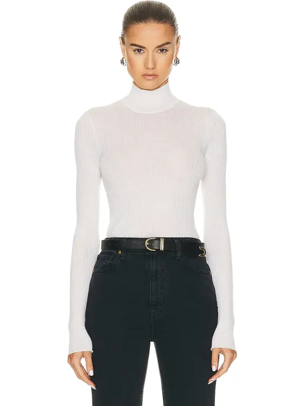 Sprwmn Mock Neck Top - Chalk