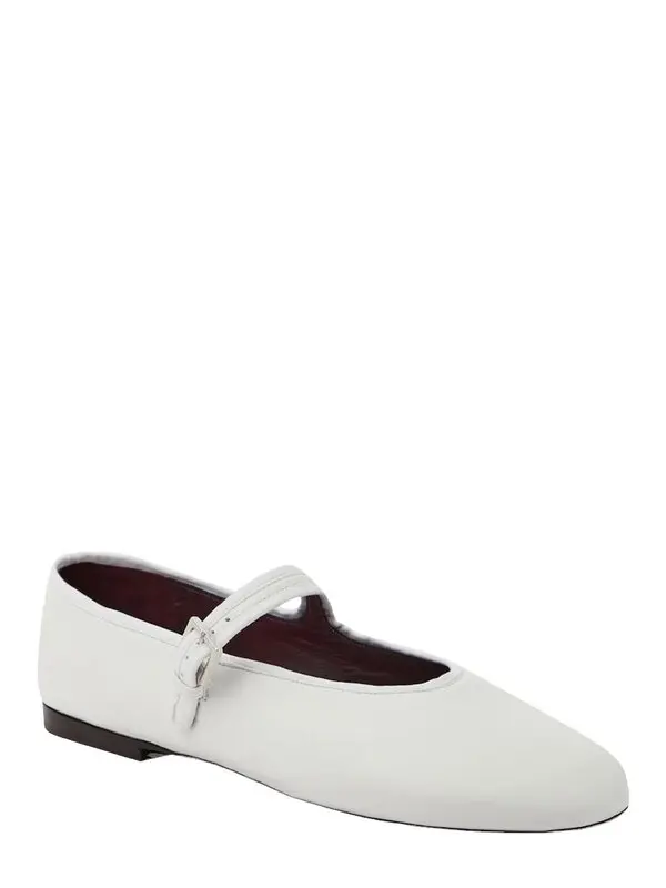 THE ROW Leather Mary Jane Ballerinas - White