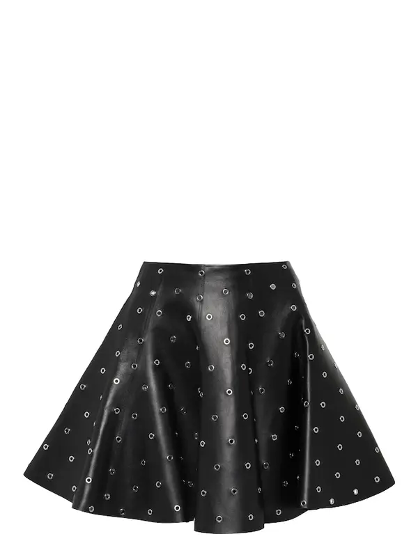 Alaïa Eyelet-embellished Leather Miniskirt - Black