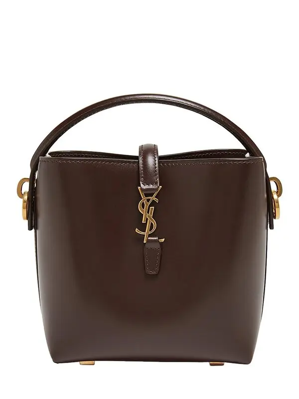 Saint Laurent Le 37 Mini Bucket Bag In Smooth Leather - Arabica