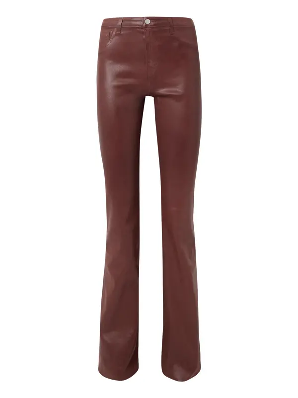L'Agence Ruth Coated Slim-leg Pants - Brown