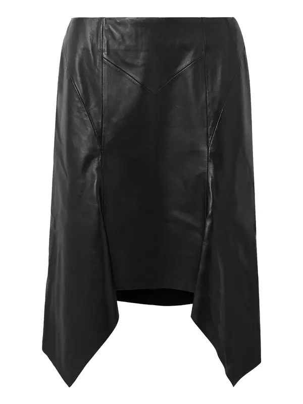 Isabel Marant Jill Paneled Leather Midi Skirt - Black