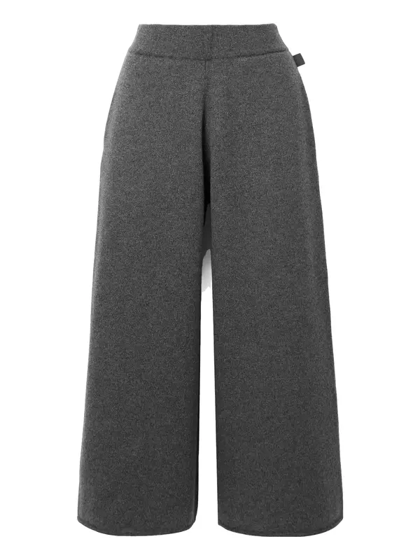 Loewe Cropped Cashmere Wide-leg Pants - Gray