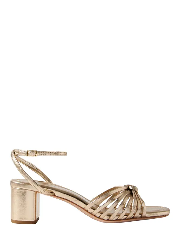 LOEFFLER RANDALL Net Sustain Olivia Knotted Metallic Leather Sandals - Gold