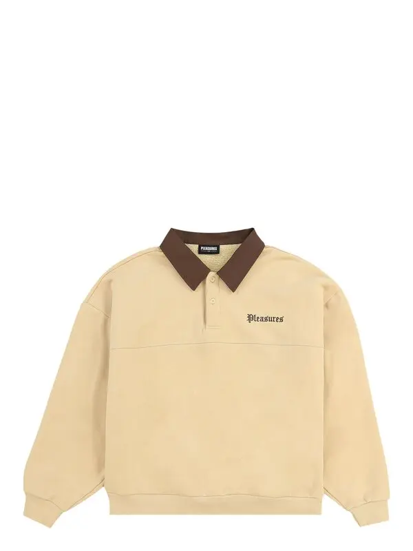 PLEASURES Tweak Polo Sweatshirt - Tan