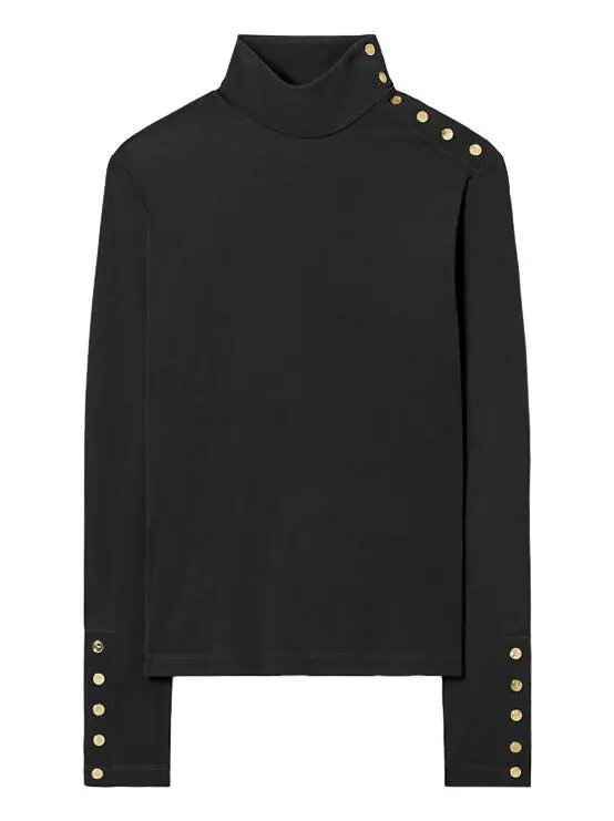 Tory Burch Viscose Jersey Turtleneck - Black