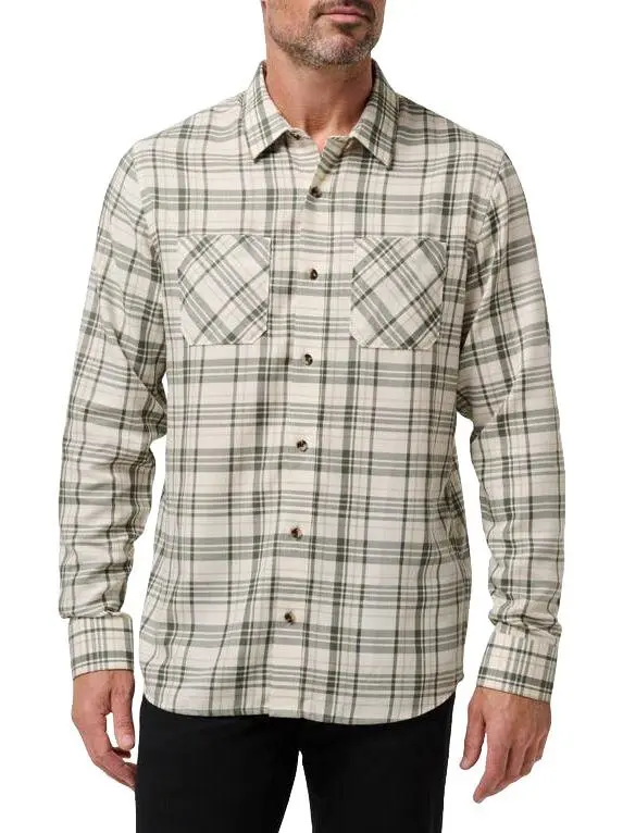 Travis Mathew Cloud Plaid Flannel Button-up Shirt - Birch