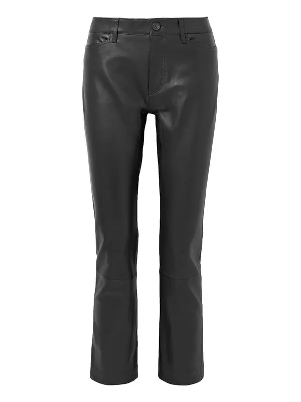 PETAR PETROV Leather Cropped Pants - Black