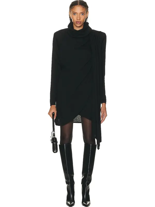 Saint Laurent Hooded Draped Dress - Noir