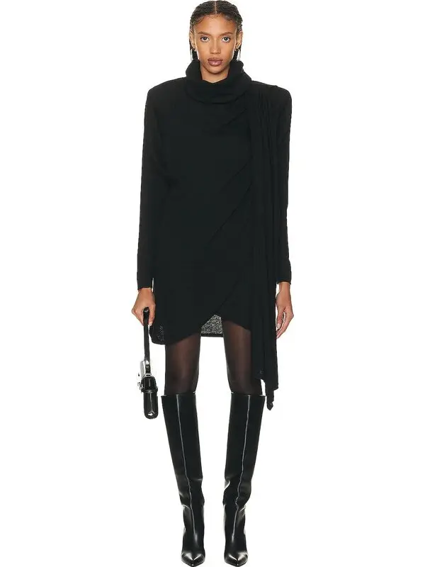 Saint Laurent Hooded Draped Dress - Noir