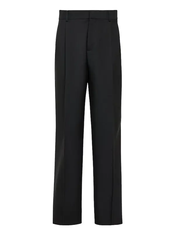 Versace Wool Straight Pants - Black