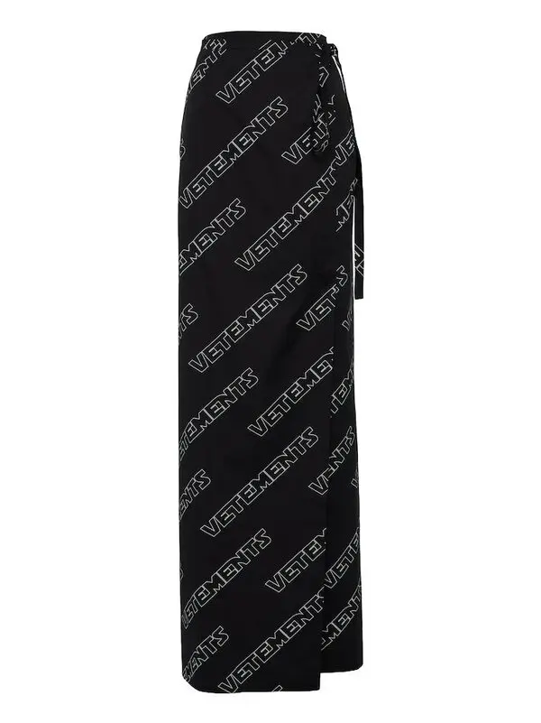 Vetements Logo Cotton Wrap Skirt - Black