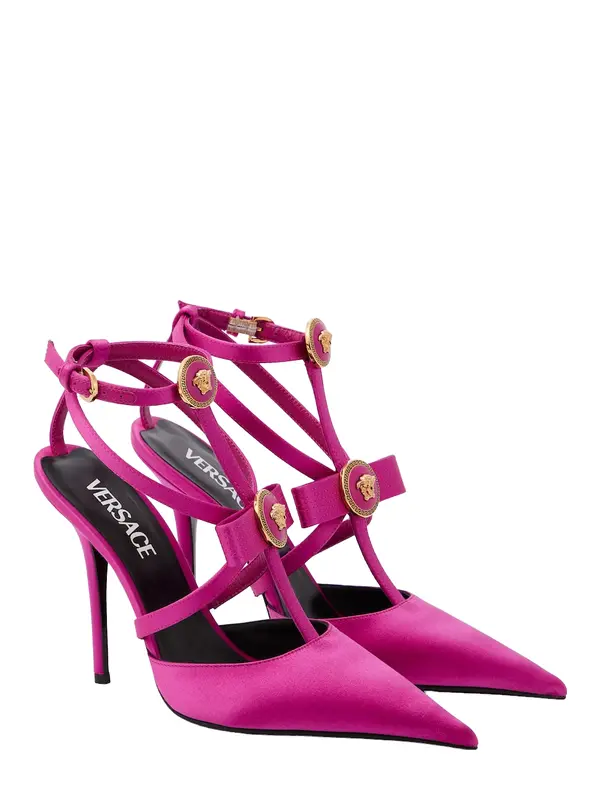 Versace Bow-detail Satin Pumps - Pink