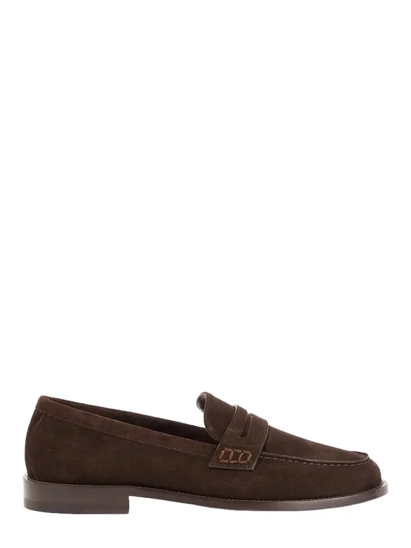 Manolo Blahnik Perry Suede Penny Loafers - Brown