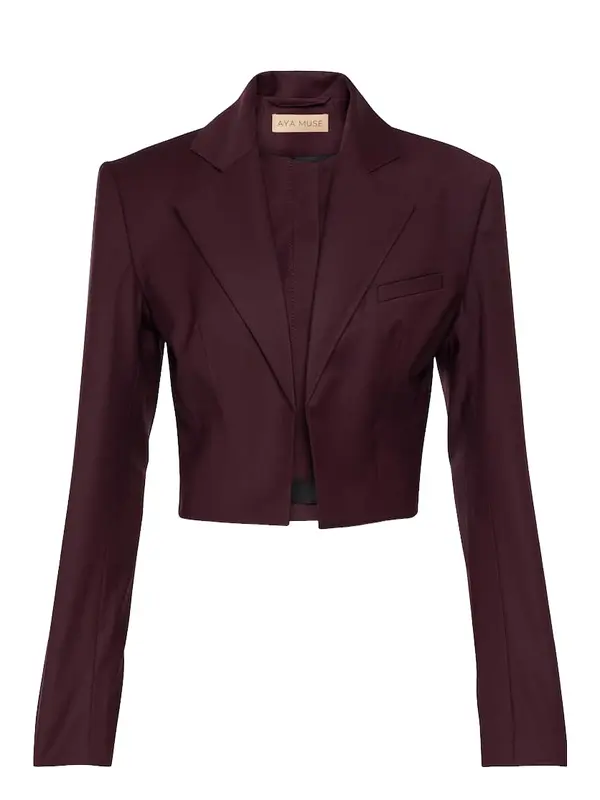 AYA MUSE Sylva Cropped Blazer - Burgundy