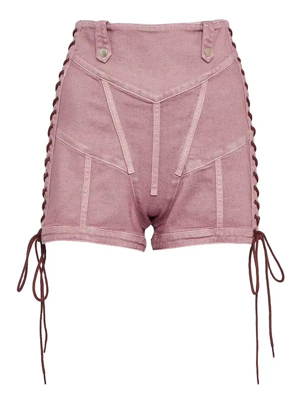 Jean Paul Gaultier X Knwls High-rise Denim Corset Shorts - Purple