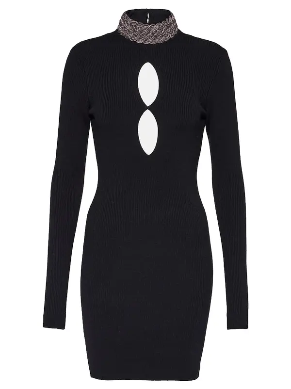 Giuseppe Di Morabito Embellished Wool-blend Minidress - Black