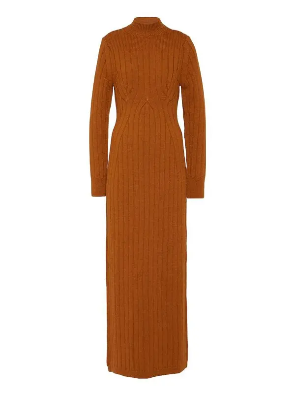 Dries Van Noten Teagan Cable-knit Wool Maxi Dress - Orange