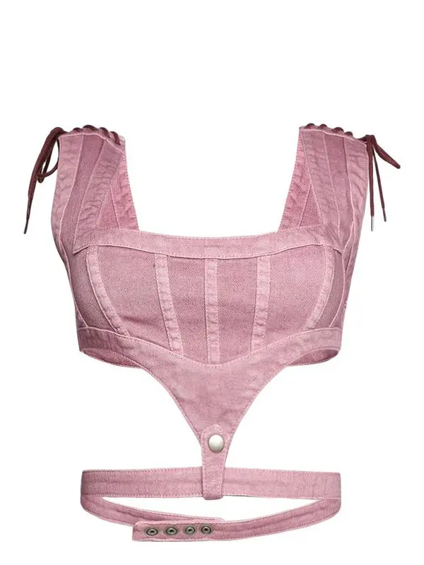 JEAN PAUL GAULTIER X Knwls Washed Laced Crop Top - Lilac