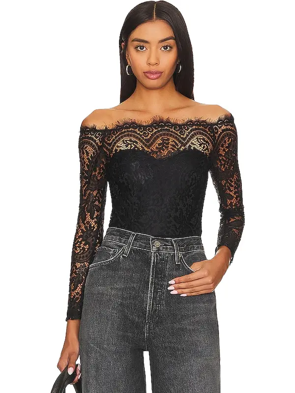 Superdown Rivka Off Shoulder Bodysuit - Black
