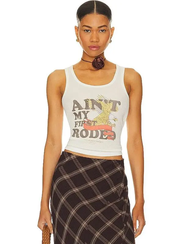 THE LAUNDRY ROOM Rodeo Queen Rib Tank - White