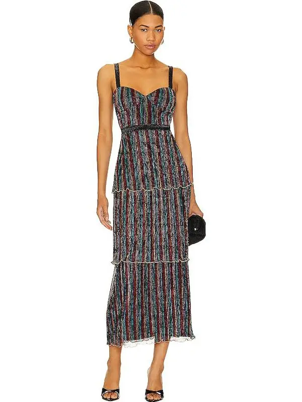 Saylor Aviva Tiered Midi Dress - Rainbow