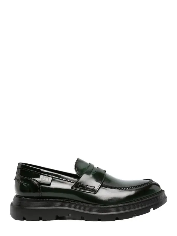GIULIANO GALIANO Freddie Penny-slot Leather Loafers - Green