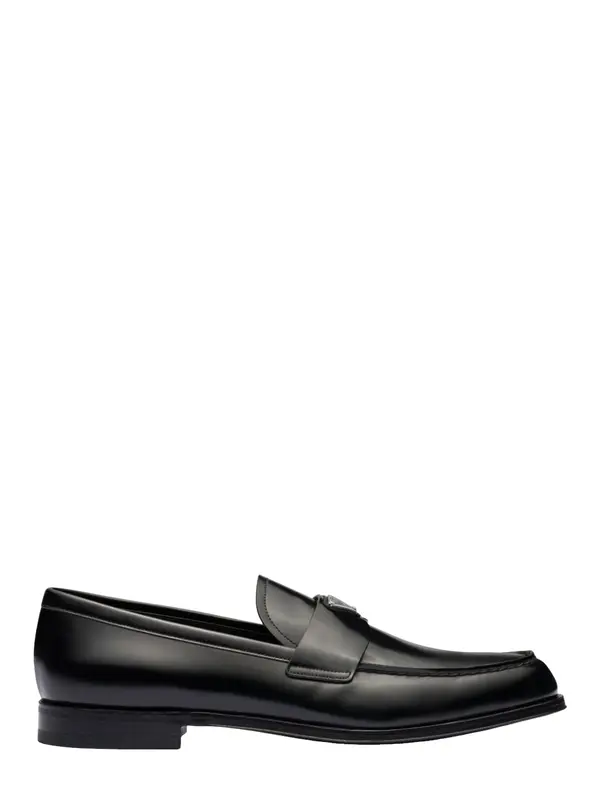 Prada Triangle-logo Leather Loafers - Black