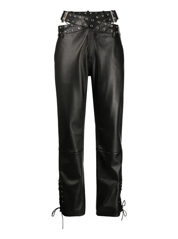 Monse Criss-cross Belt Leather Trousers - Black