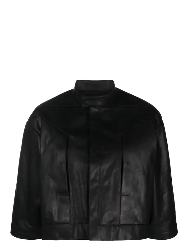 Rick Owens Cropped Leather Jacket - Black