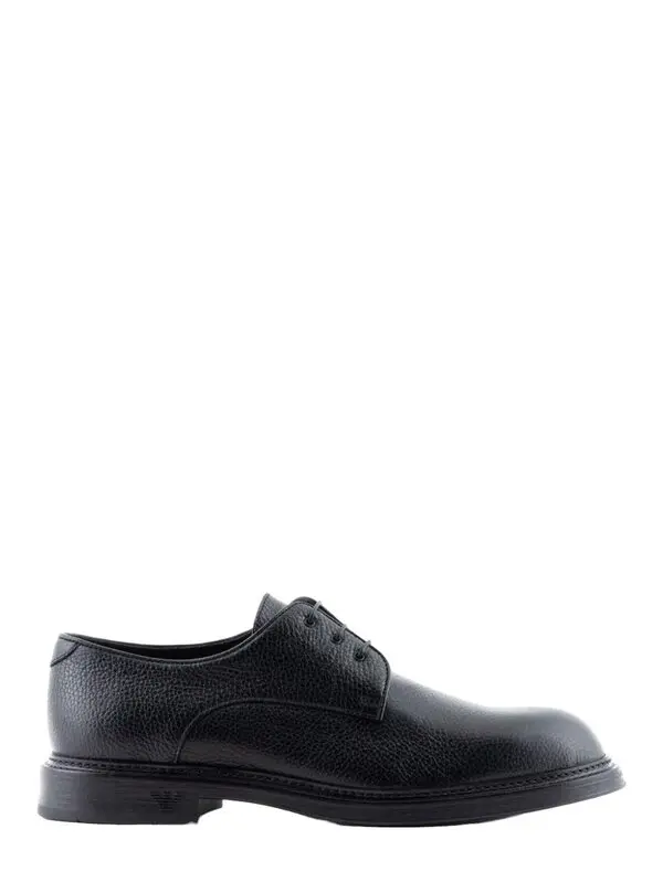 Emporio Armani Leather Derby Shoes - Black
