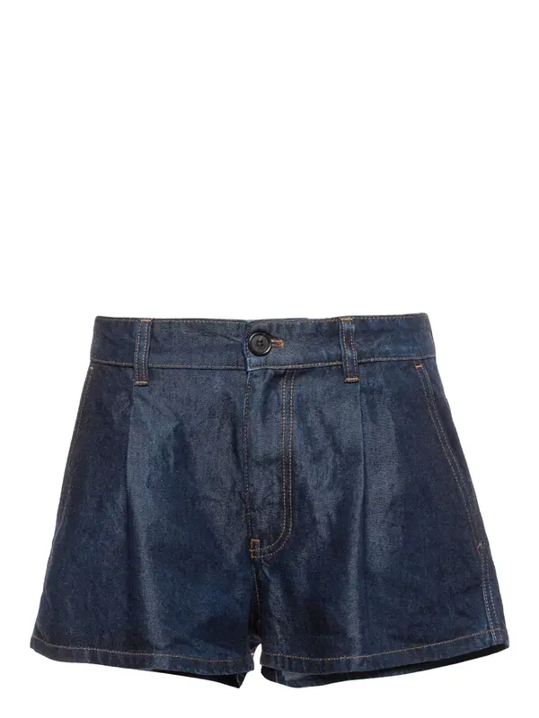 Miu Miu Denim Pleated Shorts - Blue