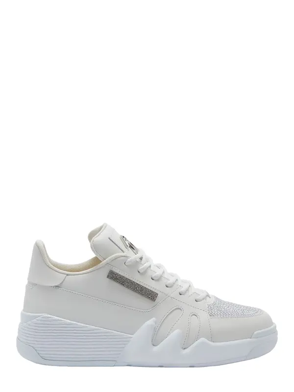 GIUSEPPE ZANOTTI Talon Rhinestone-embellished Leather Sneakers - Neutrals