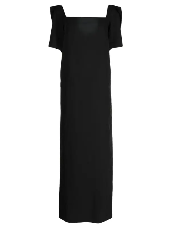 PUSHBUTTON Bow-detailing Square-neck Dress - Black