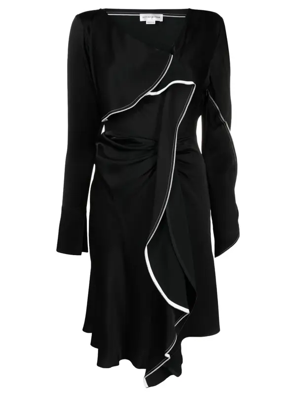Victoria Beckham Asymmetric Draped Midi Dress - Black