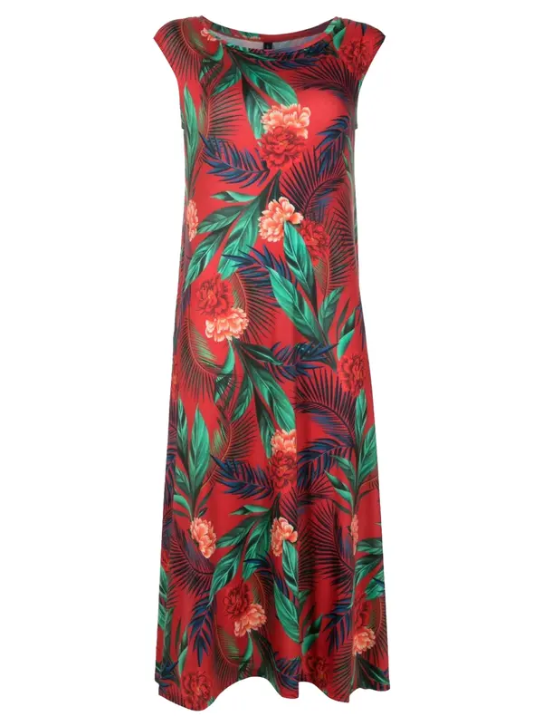 LYGIA & NANNY Botanical-print Midi Dress - Red