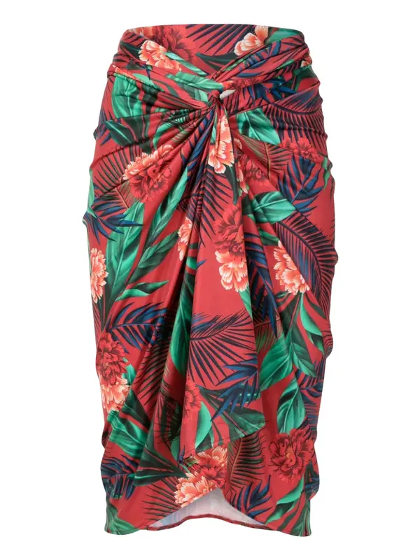 LYGIA & NANNY Orixá Botanical-print Wrap Skirt - Red