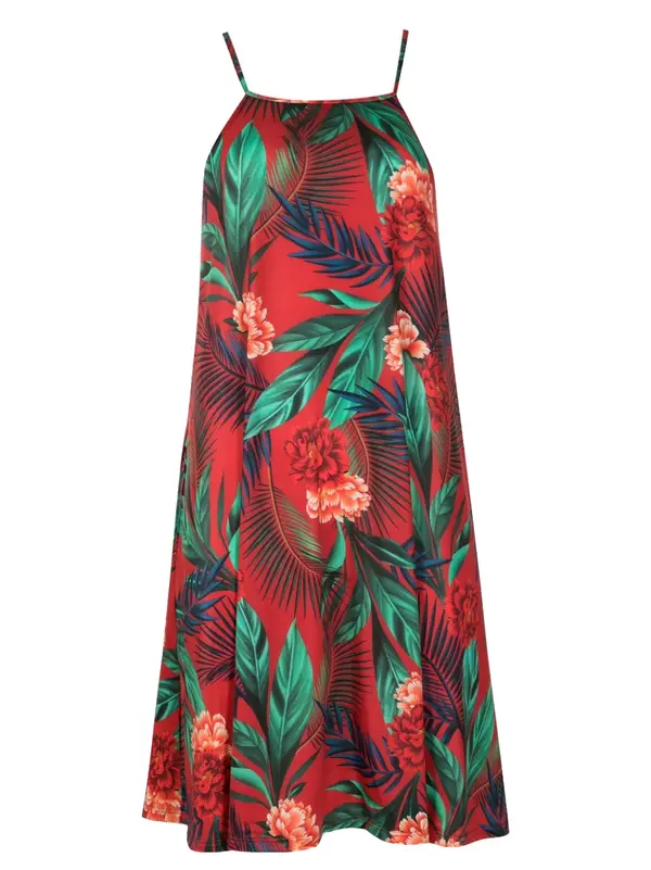 LYGIA & NANNY Isis Botanical-print Shift Dress - Red