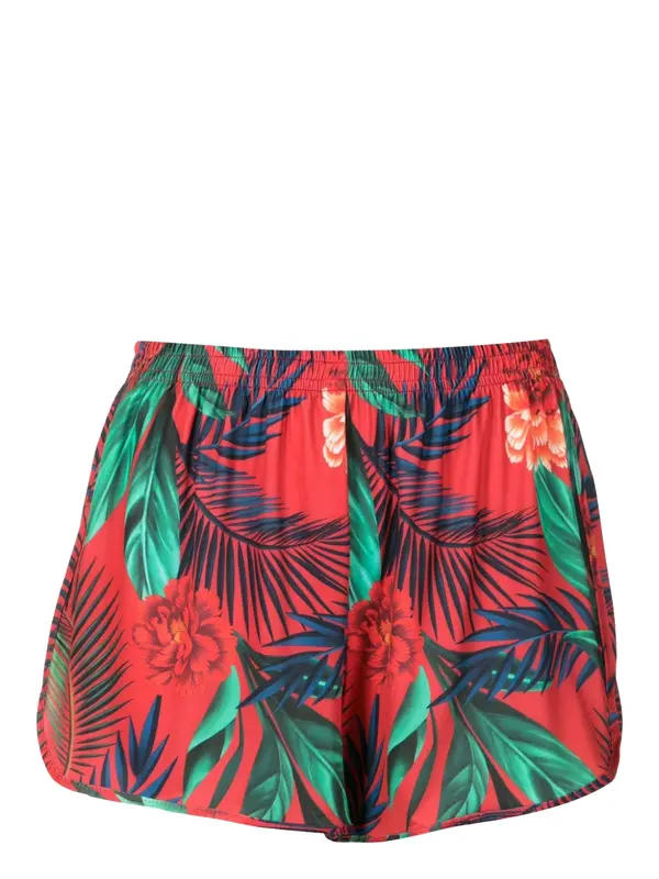 LYGIA & NANNY Lee Botanical-print Mini Shorts - Red