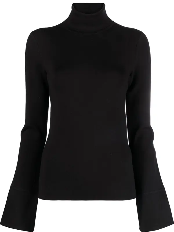 JOSEPH Roll-neck Silk-blend Top - Black