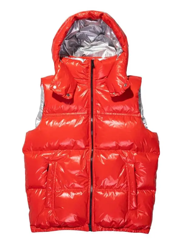 PURPLE BRAND Logo-print Hooded Padded Gilet - Red