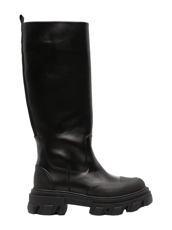 GANNI Rubber Toecap Leather Boots - Black