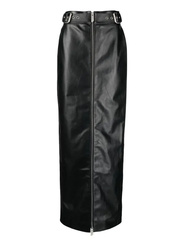 Gcds Logo-embossed Leather Maxi Skirt - Black