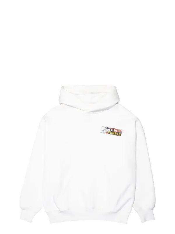 PURPLE BRAND Logo-print Fleece Hoodie - White